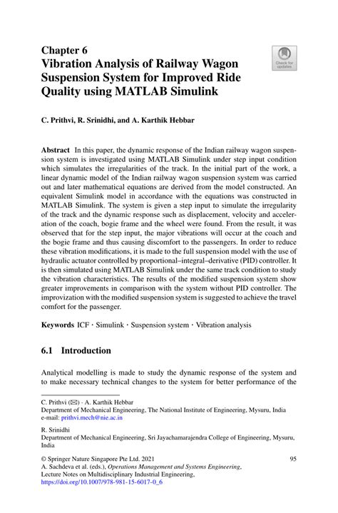 Pdf Vibration Analysis Of Railway Wagon Suspension System For
