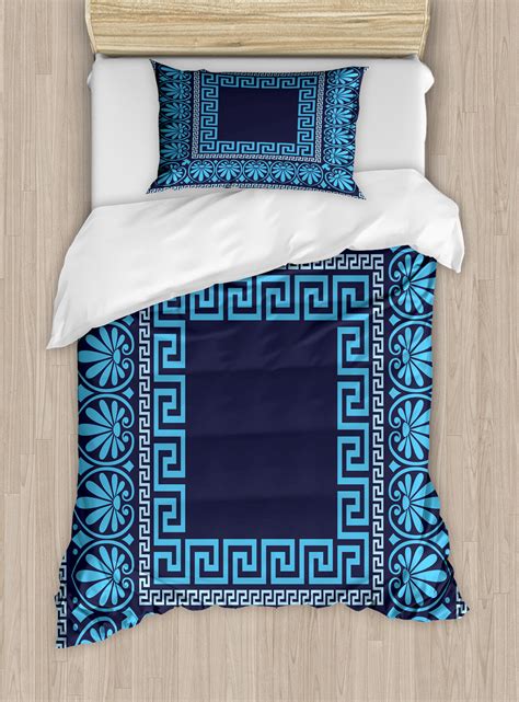 Ambesonne Floral Antique Duvet Cover Set Lines Neo Classical Twin