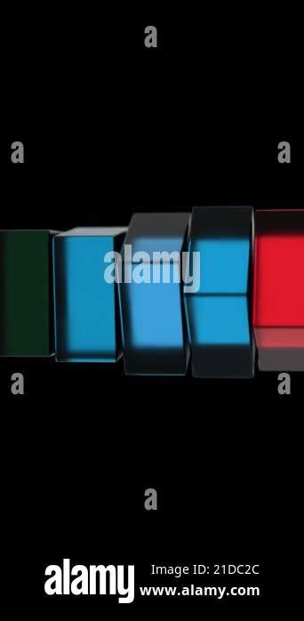 Colorful Blocks In Linear Alignment Against Black Background Stock