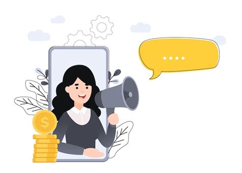 친구 벡터 일러스트레이션 개념을 참조하고 친구 단어를 참조하여 확성기로 외치는 여성은 방문 페이지 템플릿 Ui 웹 모바일 앱 포스터 배너 또는 전단지에 사용할 수