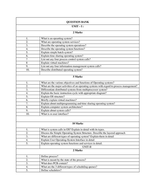 2 2 Os Qn Bank Operating System Question Bank Question Bank Unit