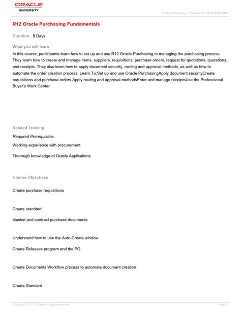 R12 Oracle Purchasing Fundamentals Pdf