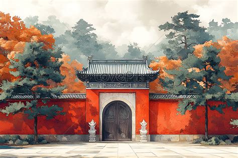 Classical Courtyard In The Shadow Of Trees Illustration Imagepicture Free Download 601791614