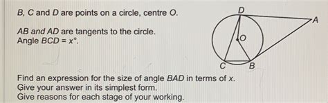 Solved B C And D Are Points On A Circle Centre O Ab And Ad Are