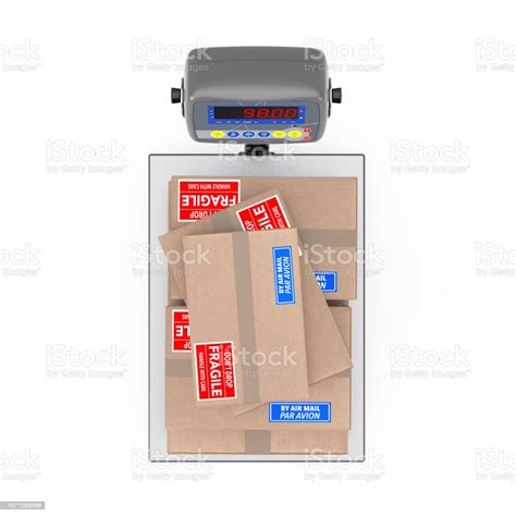 창 고 디지털 화물 스케일에 골 판지 상자 소포를 쌓아 3 차원 렌더링 0명에 대한 스톡 사진 및 기타 이미지 0명 규모 균형 Istock