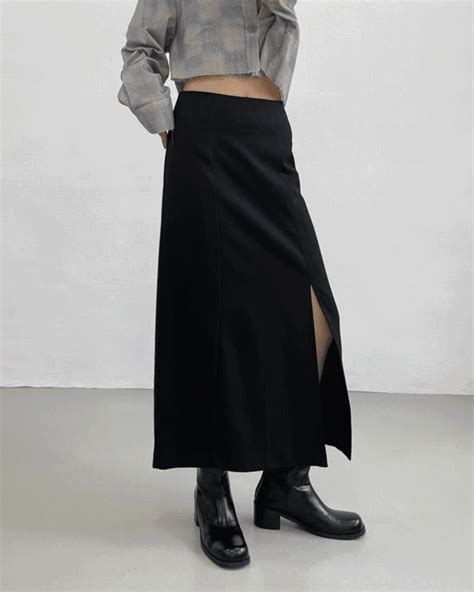 인챈트미 Fw 베티 슬릿 H라인 롱 스커트 3c 위시버킷