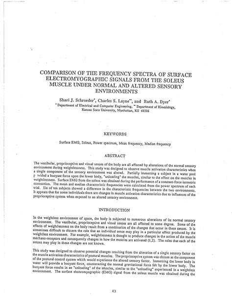 Pdf Comparison Of The Frequency Spectra Of Surface Electromyographic Signals From The Soleus