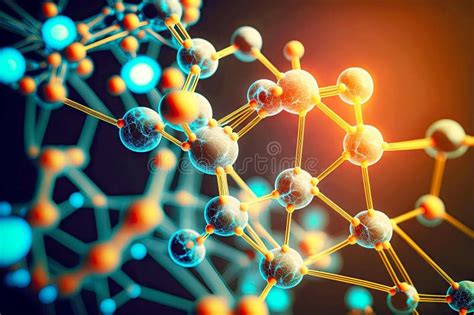 Orange Green Illuminated Model Molecule Closeup Structure Stock Illustration Illustration Of