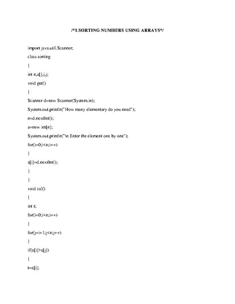 Doc 20230314 Wa0050 Java Sorting And Basic Arithmetic Operations