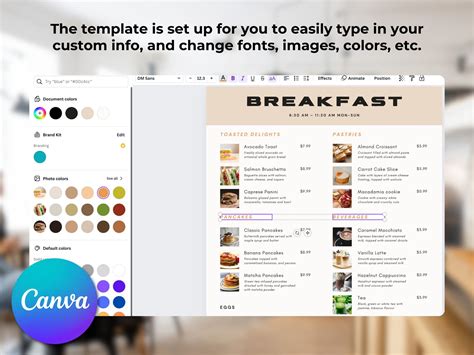 Simple Modern Restaurant Menu Canva Template Clean Menu Design Canva