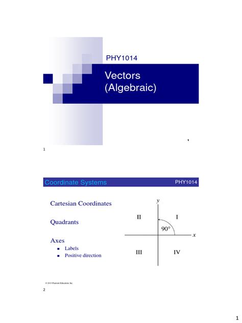 Phy1014 03 Vectors Algebraic Pdf Cartesian Coordinate System Euclidean Vector