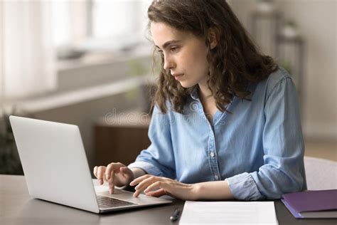 Woman Learn New Program Software Or Educational Platform Using Laptop