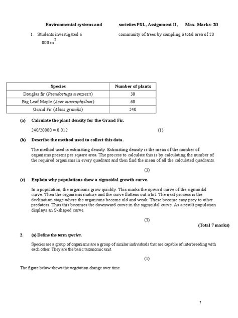 Assignment Environmental Science Ib Pdf Vegetation Douglas Fir