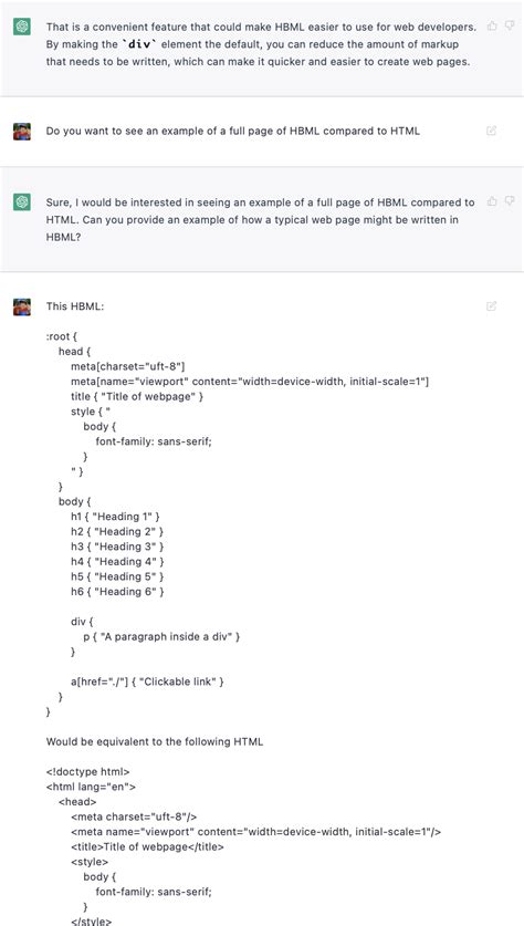 I Taught The Chat Bot An Alternative Syntax For Html Called Hbml
