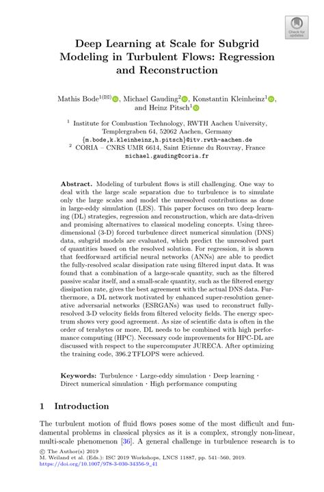 Pdf Deep Learning At Scale For Subgrid Modeling In Turbulent Flows