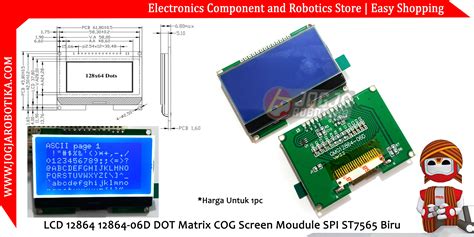 Lcd 12864 12864 06d Dot Matrix Cog Screen Module Spi St7565 Biru