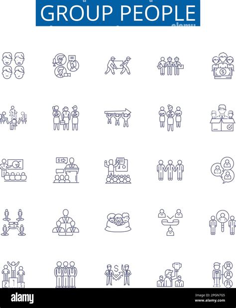 Group People Line Icons Signs Set Design Collection Of Collective Congregation Assembly