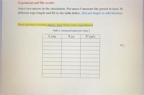 Solved For Mass 2 Repeat The Experiment As You Did In Chegg Com
