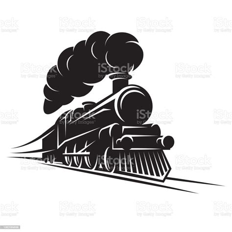 복고풍 기차 레일에 디자인에 대 한 흑백 패턴입니다 벡터 확장 가능한 그림입니다 증기 기관차에 대한 스톡 벡터 아트 및 기타