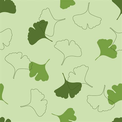 Premium Vector Vector Seamless Pattern With Hand Drawn Leaves Of Ginkgo Biloba Green Leaves