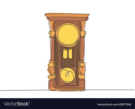 One Single Line Drawing Of Retro Old Classic Vector Image