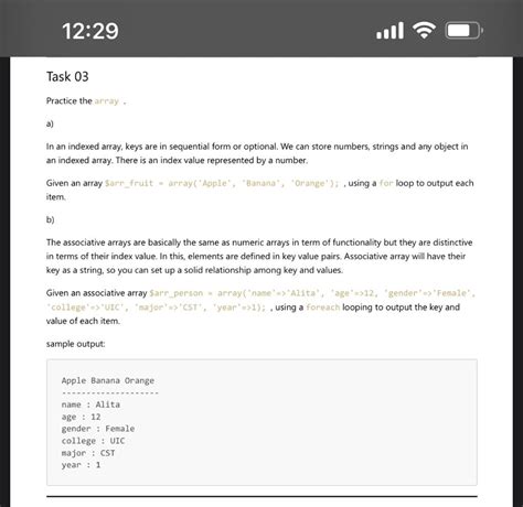 Solved Practice The Array A In An Indexed Array Keys Are