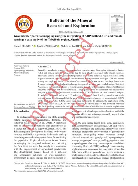 Pdf Groundwater Potential Mapping Using The Integration Of Ahp Method Gis And Remote Sensing