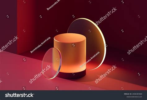 3d Render Geometric Background Abstract Red Stock Illustration 2046387689