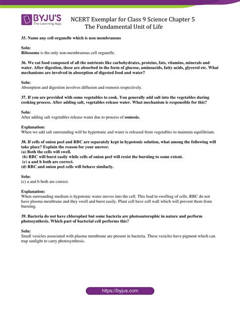 Ncert Exemplar Class 9 Science Solutions Chapter 5 The Fundamental Unit Of Life