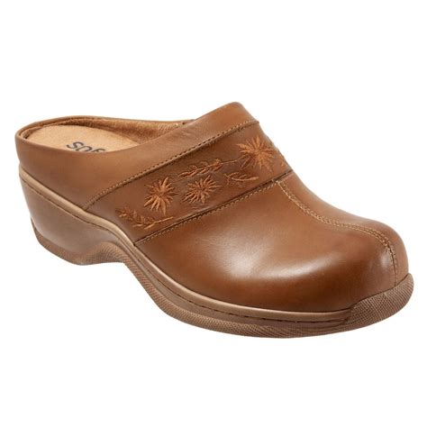 Softwalk Aurora S2250 215 Womens Brown Leather Slip On Clog Sandals Sh