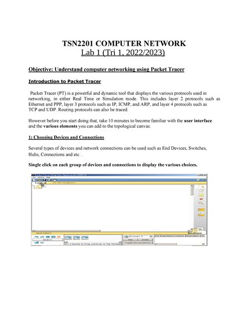Tsn2201 Lab01 Lab 1 Tsn2201 Computer Network Objective Understand