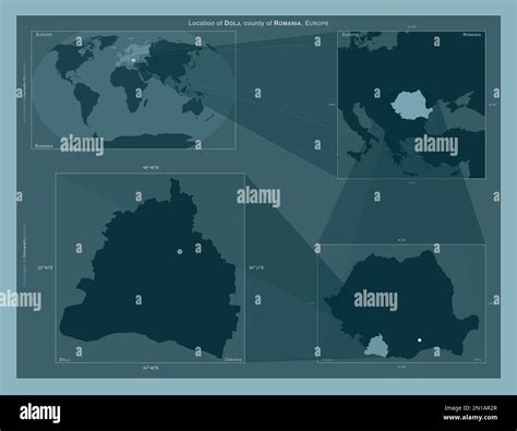 Dolj County Of Romania Diagram Showing The Location Of The Region On Larger Scale Maps