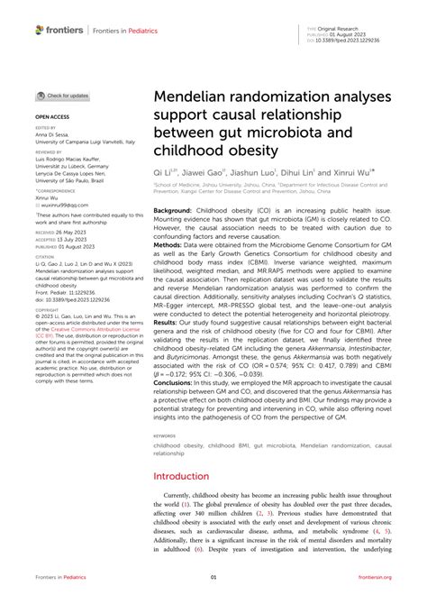 Pdf Mendelian Randomization Analyses Support Causal Relationship