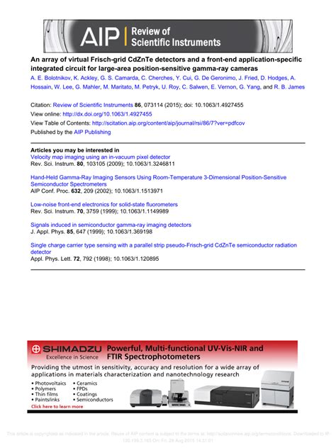 Pdf An Array Of Virtual Frisch Grid Cdznte Detectors And A Front End Application Specific