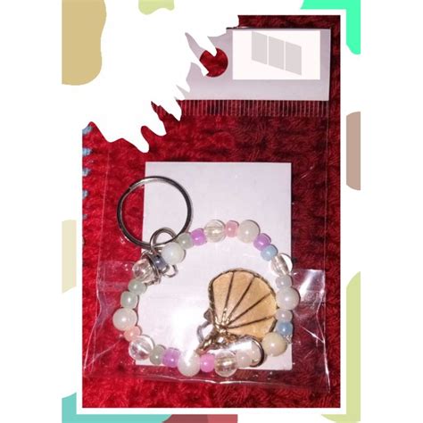 Keychain Colourful Beads With Seashell Design Homemade Shopee Malaysia