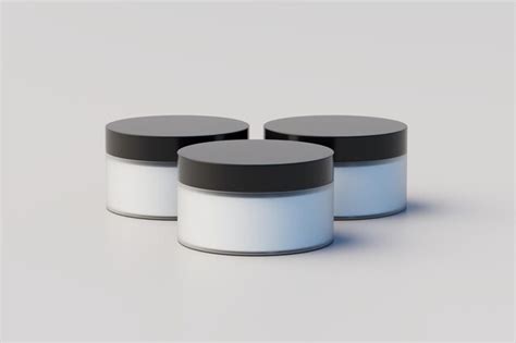 Premium Photo Black And White Plastic Cosmetic Multiple Jars Mockup