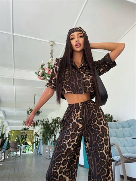 Леопардовый костюм Костюм Брюки Летняя коллекция