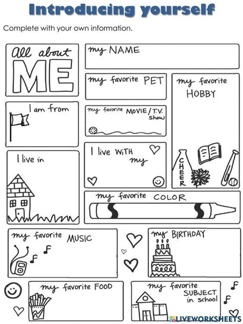 All About Me Online Exercise For Primaria Classroom Icebreaker