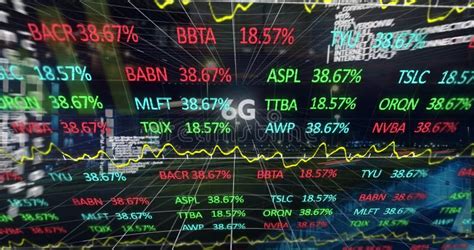 Image Of Scope Scanning With Data Processing And Stock Market Over Cityscape Stock Illustration