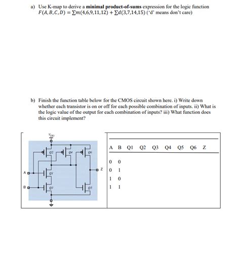 Solved A Use K Map To Derive A Minimal Product Of Sums Chegg Com