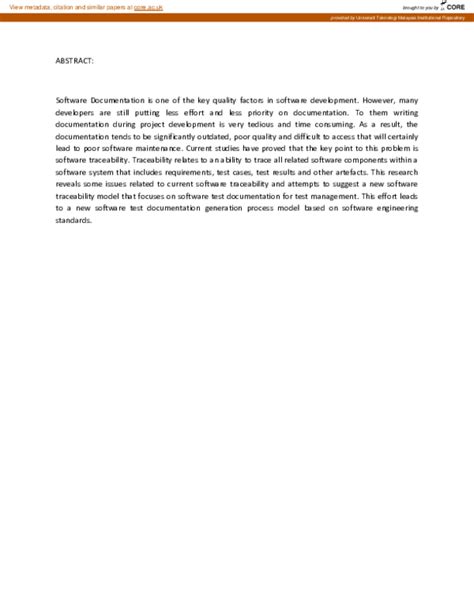 pdf a software traceability model to support software testing documentation