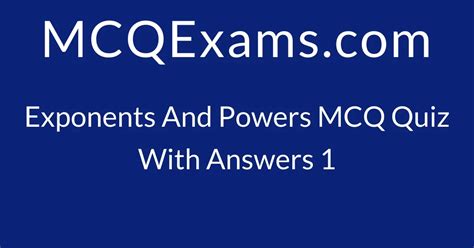 Mcq Questions For Class 8 Maths Exponents And Powers Quiz 1