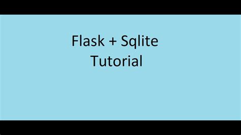 Flask Sqlite App Basic Tutorial Python Youtube