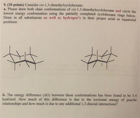 Solved 9 10 Points Consider Cis 1 3 Dimethylcyclohexane