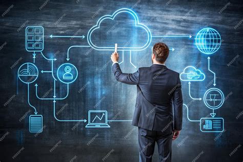 Digital Transformation Businessman Drawing Progress On Chalkboard Concept Of Digitization Of