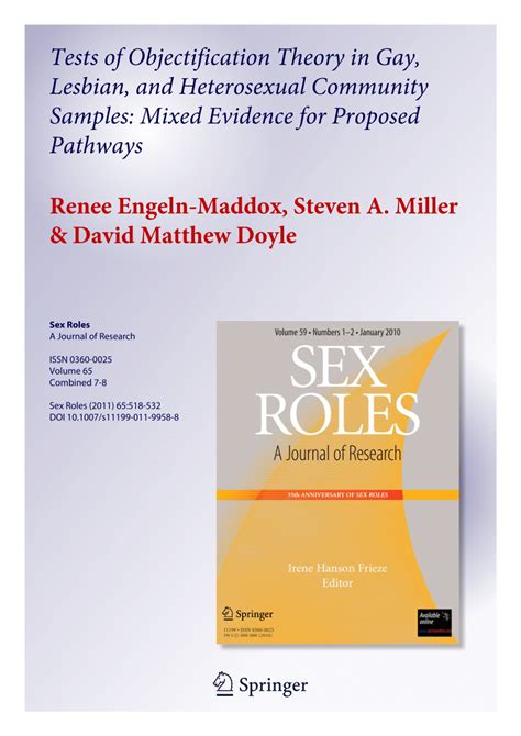 PDF Tests Of Objectification Theory In Gay Lesbian And Heterosexual