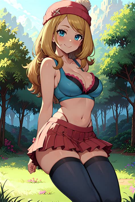 Rule 34 Ai Generated Arms Behind Back Blonde Hair Blue Eyes Blush Bra
