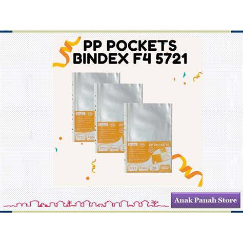Jual Pp Pocket Plastik Pocket Sheet Protector Uk Folio F4 Merk Bindex 5721 Isi 20