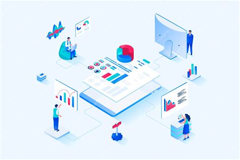 Premium Vector Data Analysis 3d Isometric Web Design Vector Web Illustration