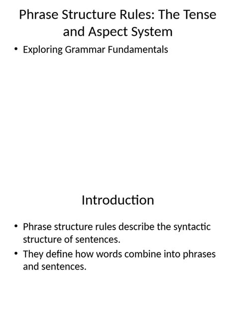 Phrase Structure Rules Tense Aspect System Pdf Phrase Grammatical Tense